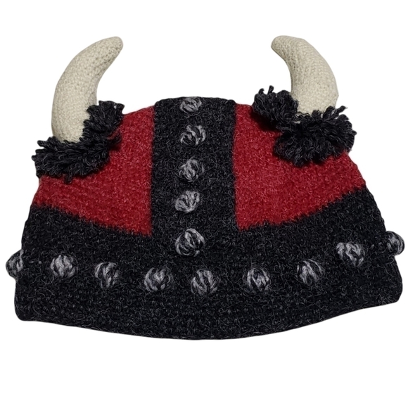 Peruvian Trading Company | Accessories | Hand Knit Gray Red Horned ...